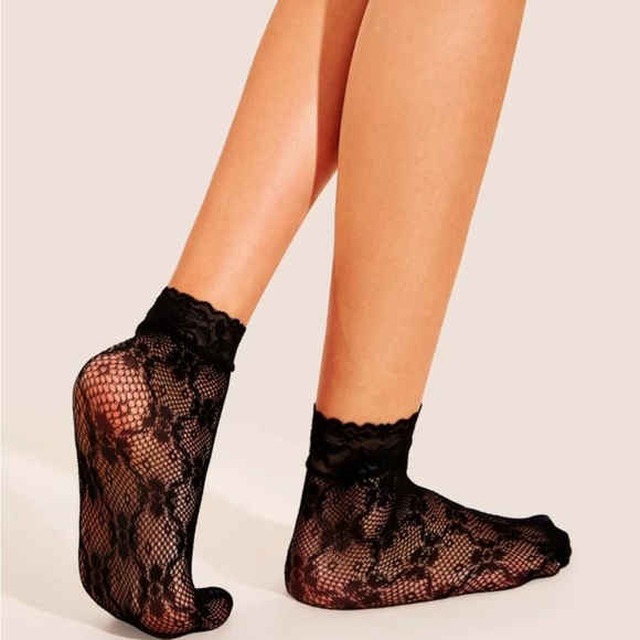 Rebellious Rose | Accessories | Lace Trim Sheer Mesh Socks 3pairs ...
